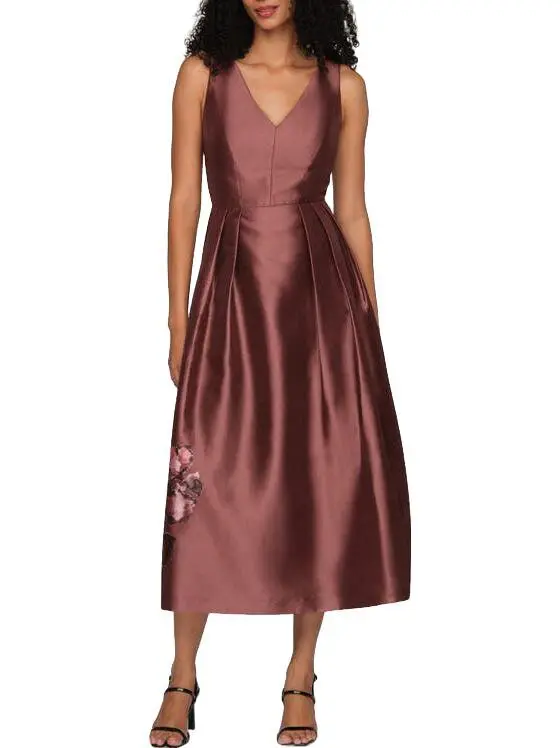 KAY UNGER Blakely Floral Print A-line Dress - Mocha Multi