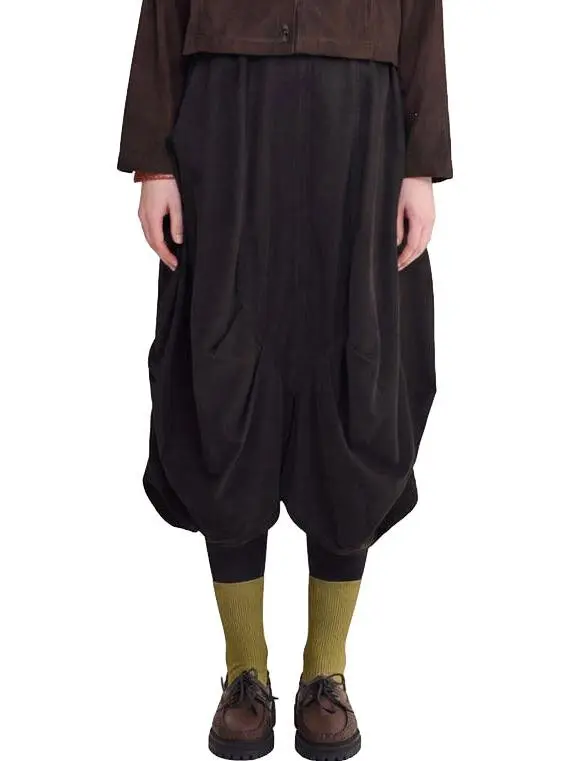 LUUKAA Ninon Velvet Balloon Skirt - Black