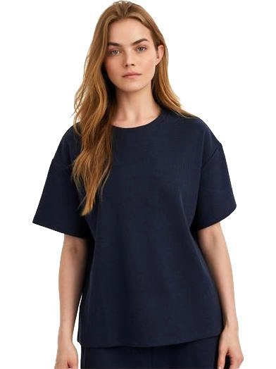 BEACH LIFE BY GOTTEX Summer Lounge Waffle T Shirt - Navy
