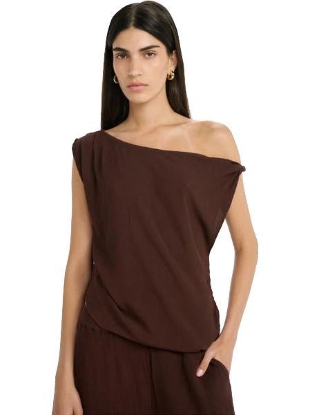 BEACH LIFE BY GOTTEX Resort One Shoulder Twist Top Cover-up - Brown