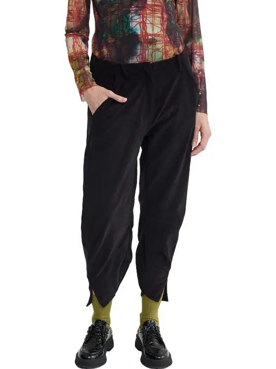 LUUKAA Zoe O-shape Velvet Pants - Black