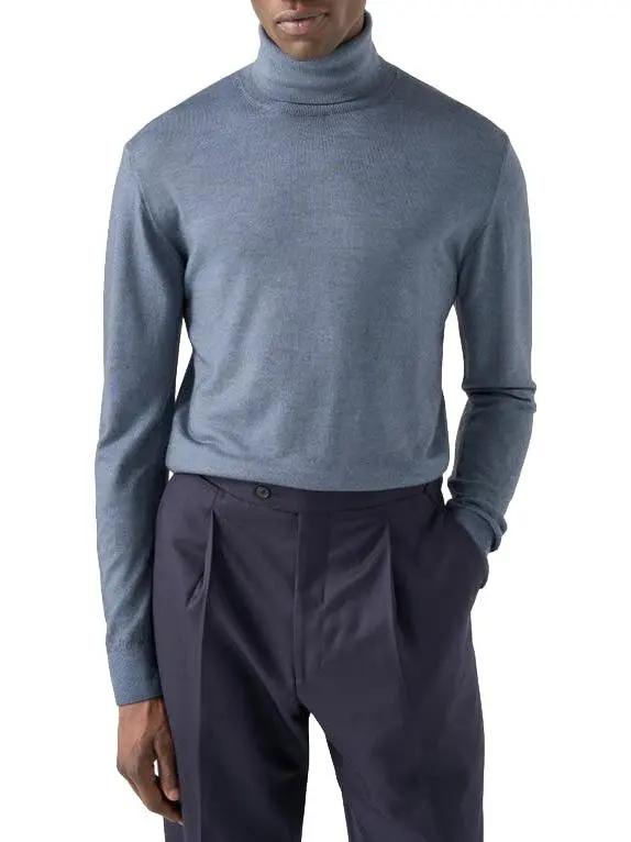 Eton Merino Wool Turtleneck Sweater - Light Blue