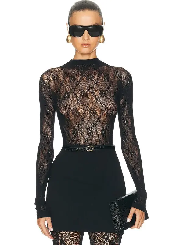 Swedish Stockings Nova Lace Long Sleeve Top - Black