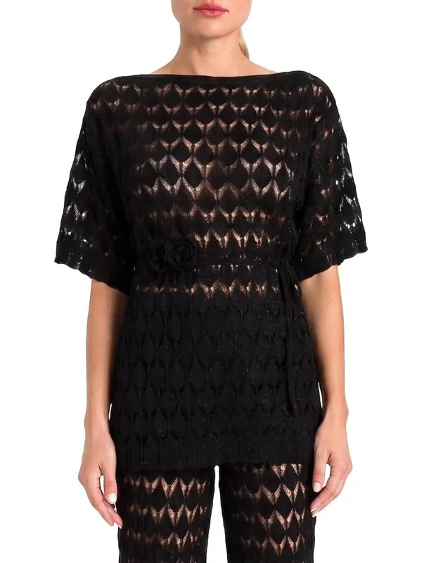 TWINSET Perforated Viscose Knit - Black