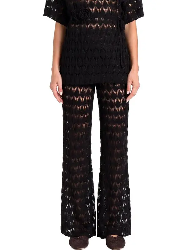 TWINSET Viscose Blend Trousers - Black