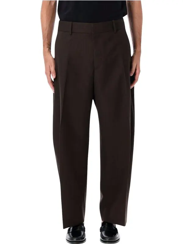 Studio Nicholson Fume Tailored Wide-leg Trousers In A Fine Wool Blend - Coffee