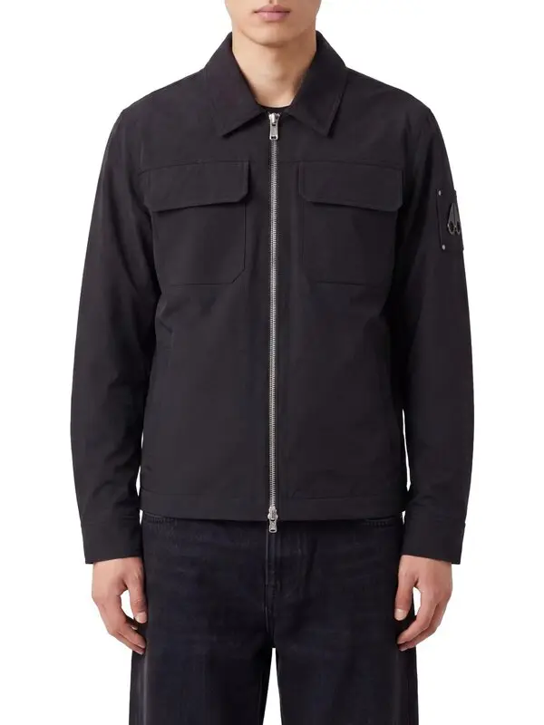 Moose Knuckles Technical Fabric Shirt Jacket With Zip Closure And Logo - Black