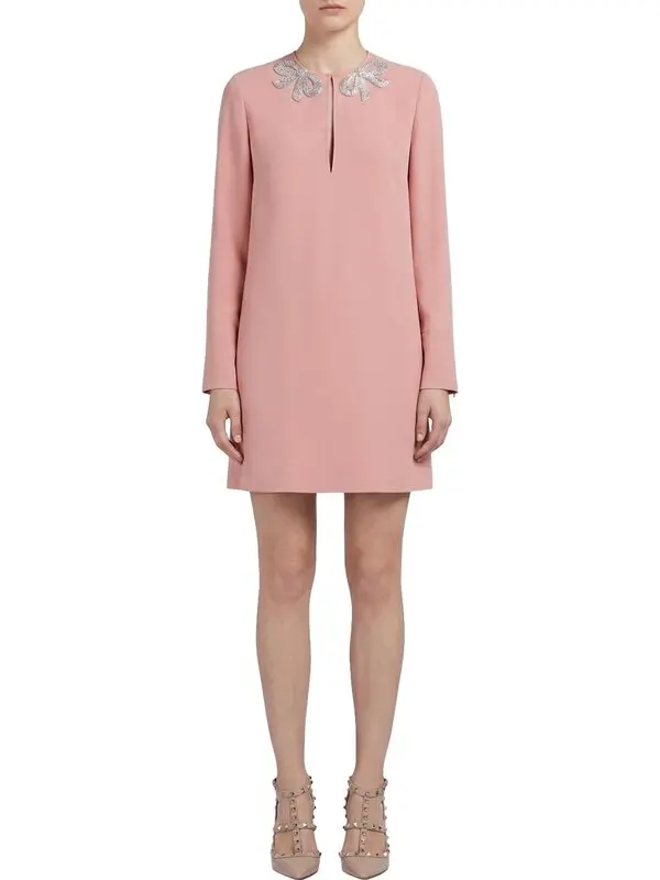 Valentino Garavani Silk Sheath Mini Dress With Sequin Embroidery - Pink