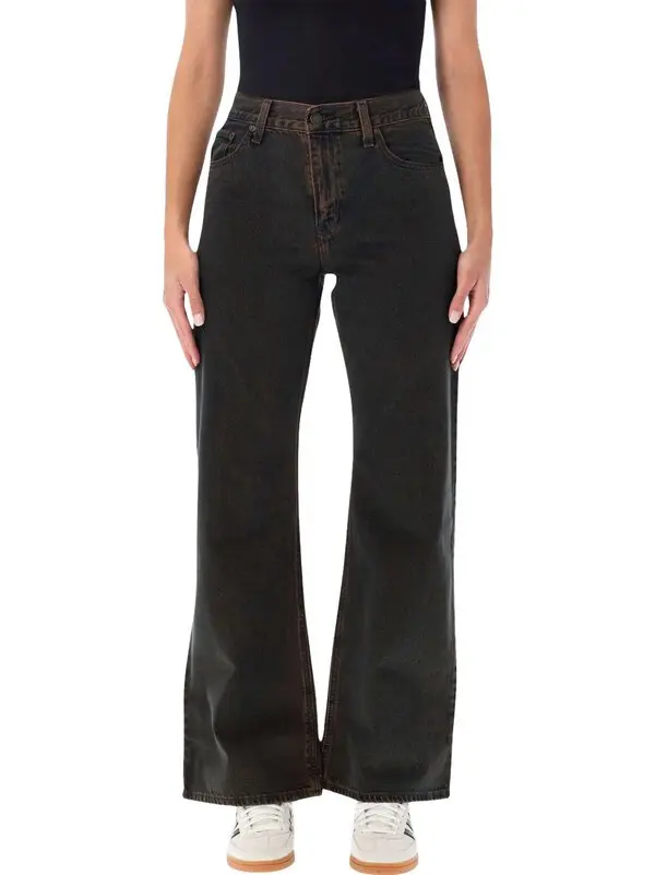 LEVI'S High-waisted Flared Jeans In Distressed Cotton Denim - Black