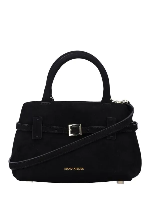 Manu Atelier Le Cambon 20 Mini Handbag In Leather With Removable Shoulder Strap - Black