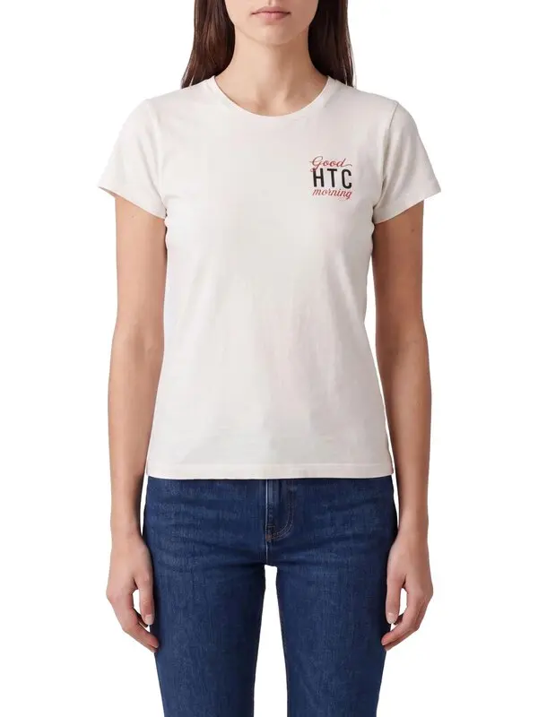 HTC LOS ANGELES Slim Fit Contrast Logo Cotton T-shirt - White