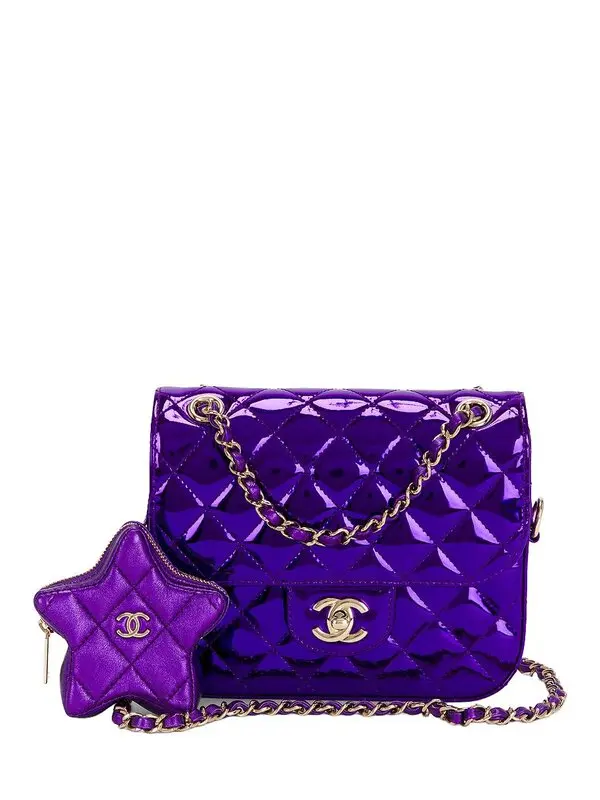 Chanel Patent Mini Hollywood Boulevard Flap Bag - Purple