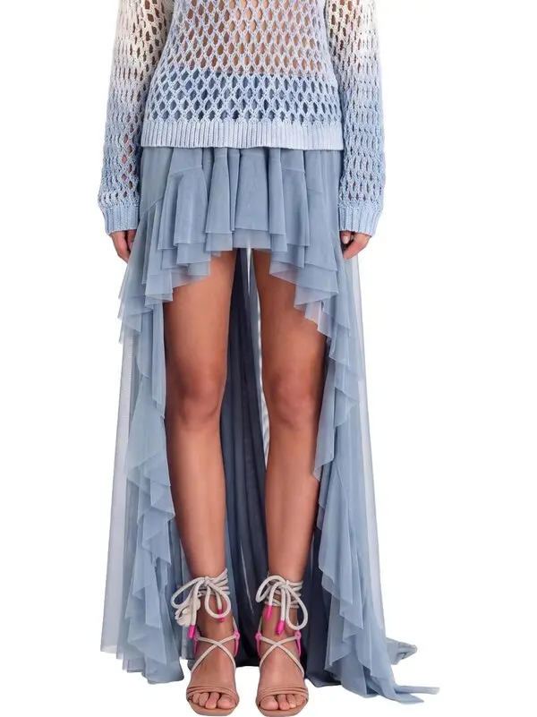 TWINSET Asymmetric Tulle Skirt - Blue