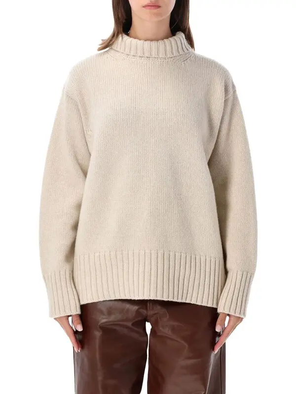 RÓHE Dropped-shoulder Wool And Cashmere Turtleneck Jumper - Beige