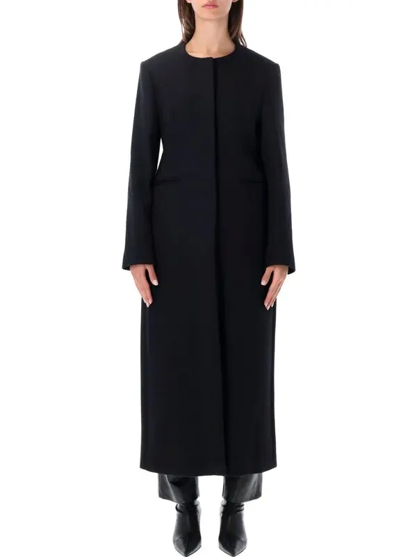 Loulou De Saison Arita Single-breasted Virgin Wool Long Coat - Black