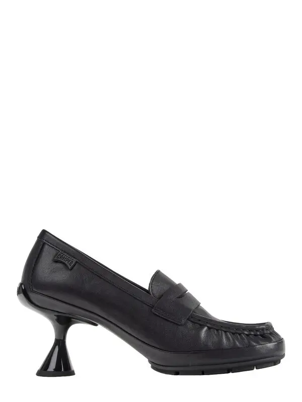 Camper Right Left Loafers In Smooth Leather With A Medium Spool Heel - Black