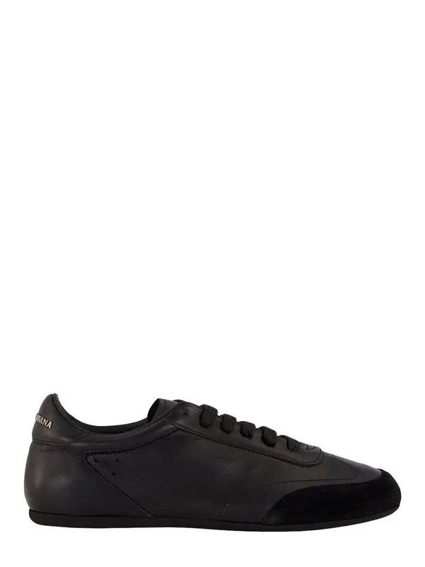 Dolce & Gabbana Ginnica Soft Calf Leather Sneakers With Suede Details - Black