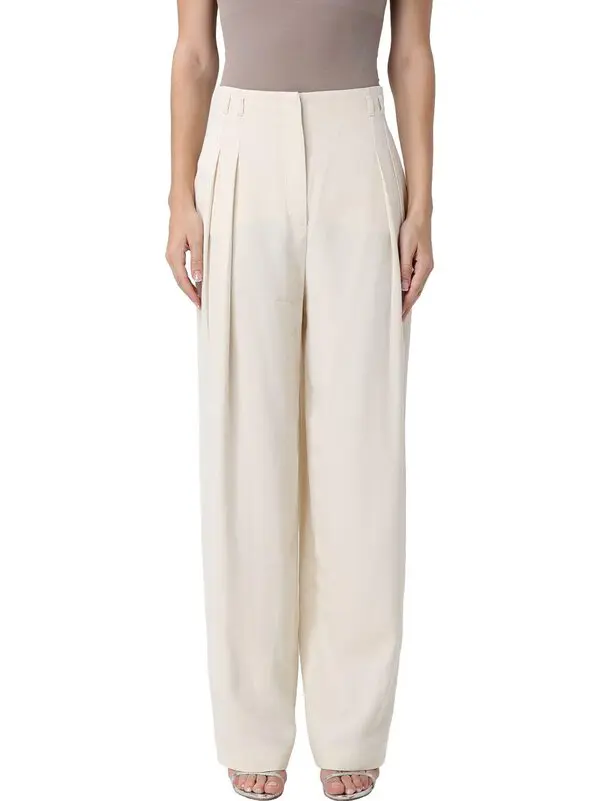 Alberta Ferretti Mid-rise Crêpe Palazzo Trousers With Pleats - Ivory