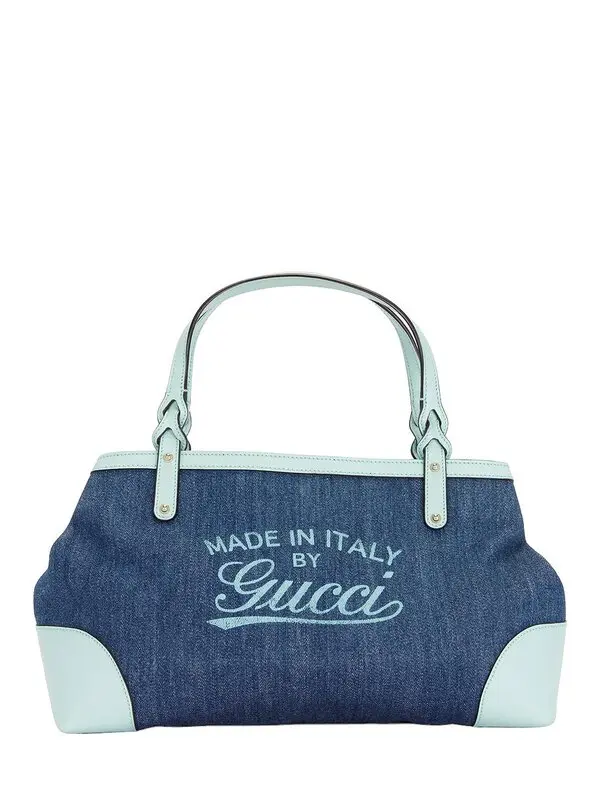 FWRD RENEW Gucci Denim Craft Tote Bag - Blue