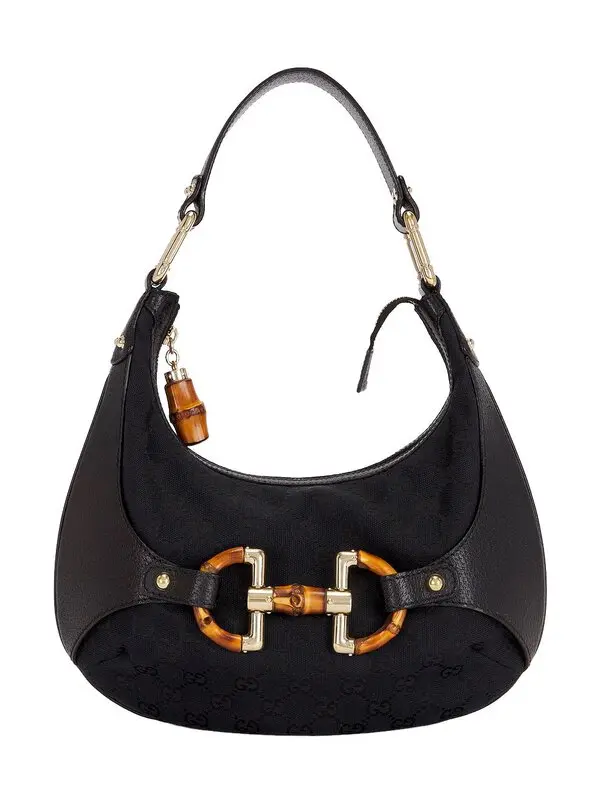 Gucci Bamboo Horsebit Hobo Bag - Black