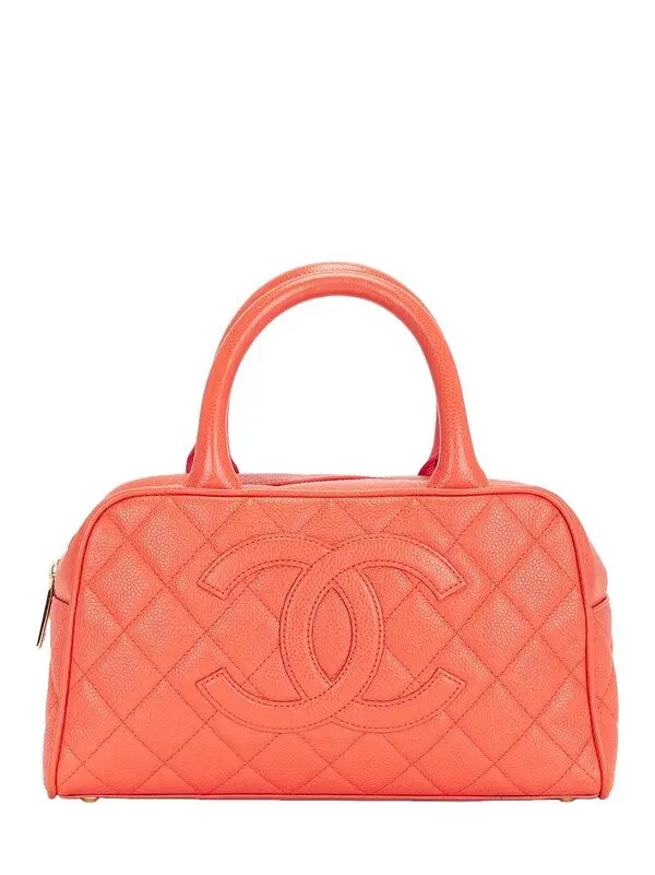 Chanel Caviar Timeless Bowling Bag In Coral - Red