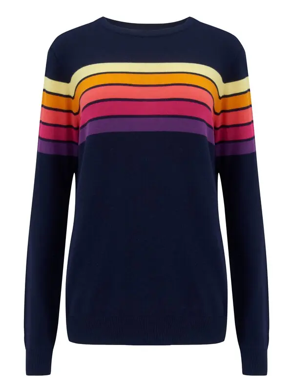 SUGARHILL BRIGHTON Rita Jumper Navy, Retro Stripes - Blue