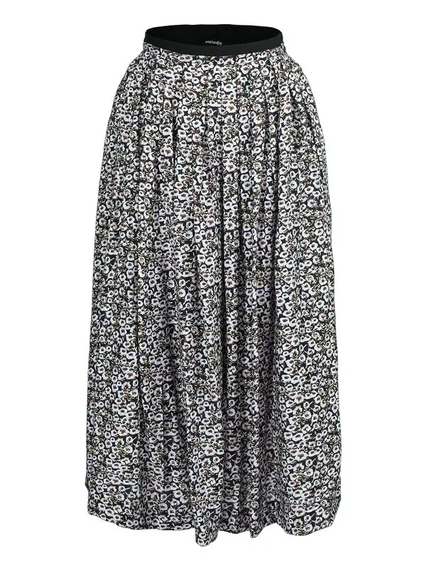 SMART AND JOY Flared Printed Skirt With Elastic Waistband - Blue