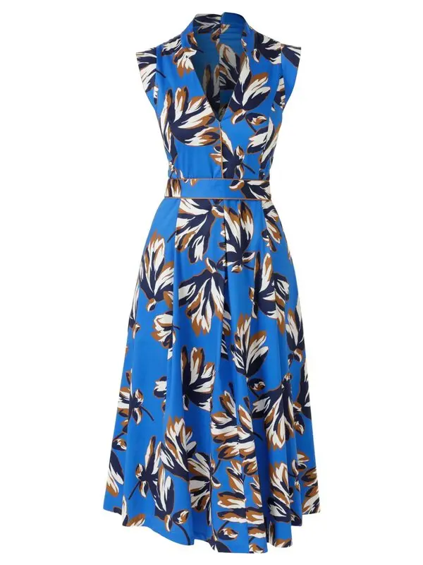 SACHA DRAKE Beauford Dress In Tan White - Blue