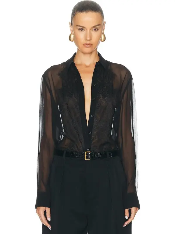 SANS FAFF Chelsea Silk Lace Blouse - Black