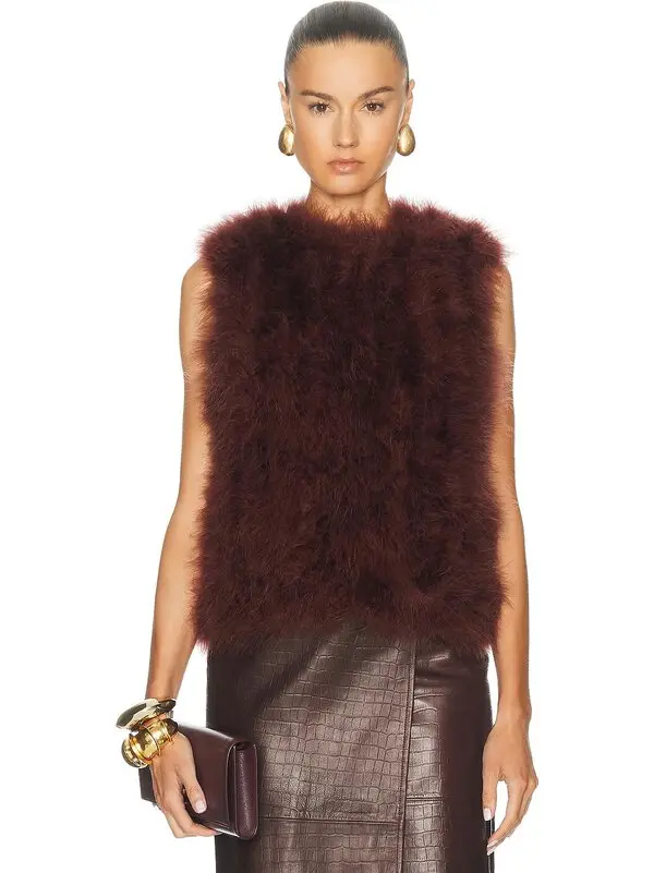 YVES SALOMON Feather Vest - Sequoia