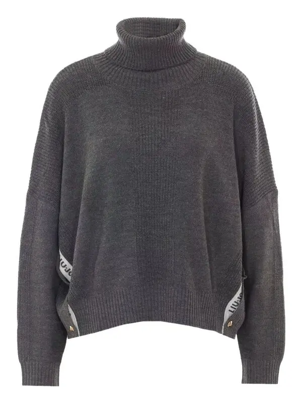 Liu Jo Roll-neck Side-slit Sweater - Grey