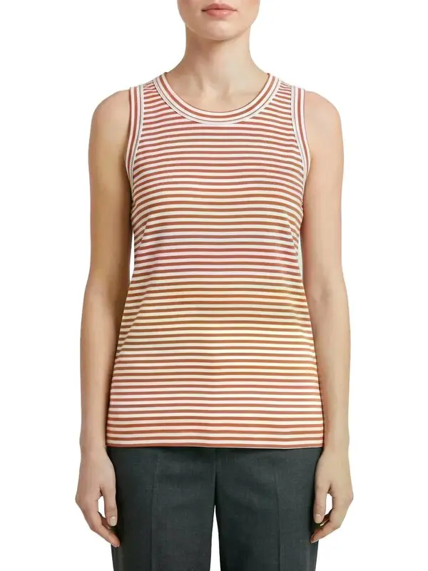 Brunello Cucinelli Striped Cotton Tank Top - Brown