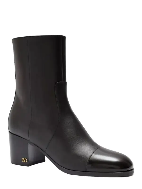 Valentino Garavani Vlogo Signature Cap-toe Ankle Boots - Black