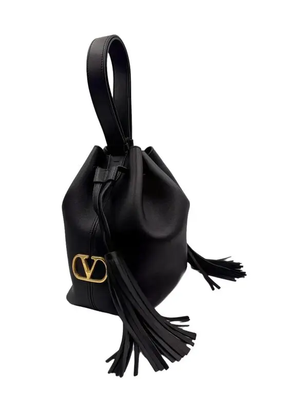 Valentino Garavani Vlogo Signature Tassel Bucket Bag - Black