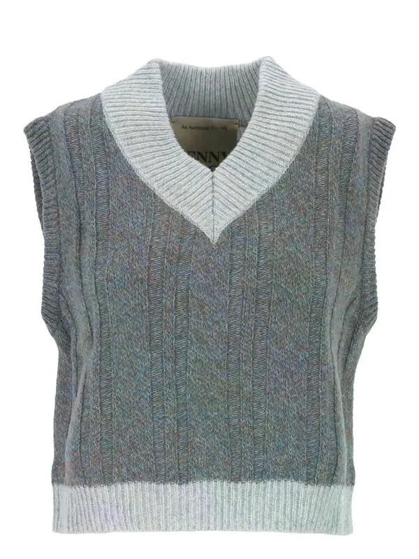 PENNYBLACK Cable-knit V-neck Vest - Blue