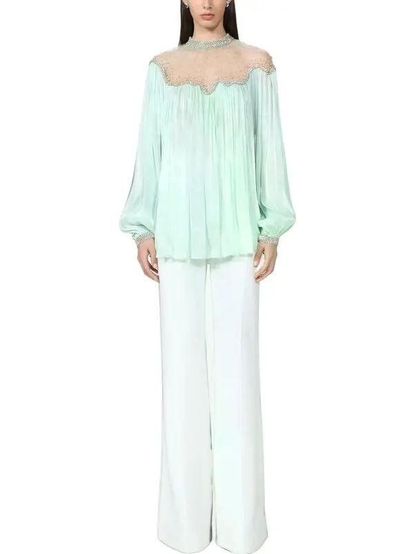Costarellos Timma Crystal-embellished Georgette Blouse - Green