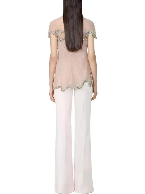 Costarellos Anika Crystal-embellished Tulle Top - Neutrals