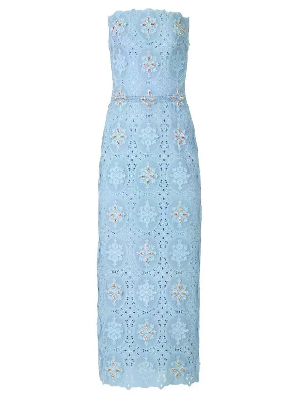 Costarellos Renelle Crystal-embellished Embroidered Midi Dress - Blue