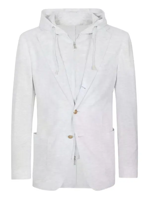 Eleventy Hooded Single-breasted Jacket - Grey