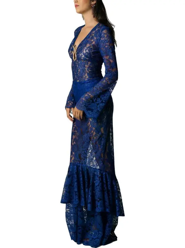 MIAU BY CLARA ROTESCU Ishtar Long-sleeve Maxi Dress - Blue