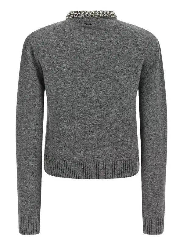 Pinko Cardigan With Jewel Collar - Grey