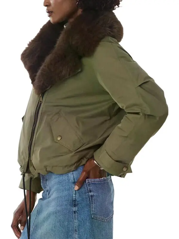 GIOVANNI PARIS Erin Faux-fur Collar Jacket - Green