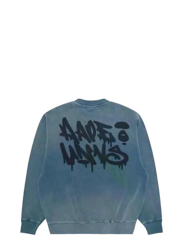 AAPE BY *A BATHING APE Denim-patch Graffiti-print Sweater - Blue