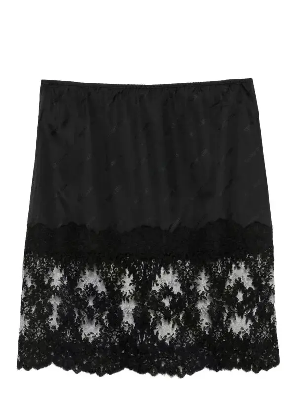 WILLY CHAVARRIA Fondo Lace-trim Midi Skirt - Black