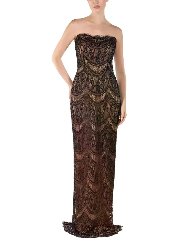 ANDREEA VENECIUC Valeria Strapless Lace Gown - Black