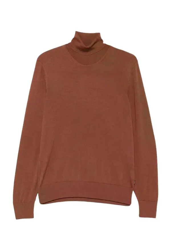 BOSS H-musso Roll-neck Wool Sweater - Brown