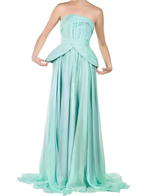ANDREEA VENECIUC Sea Mist Peplum Gown - Blue