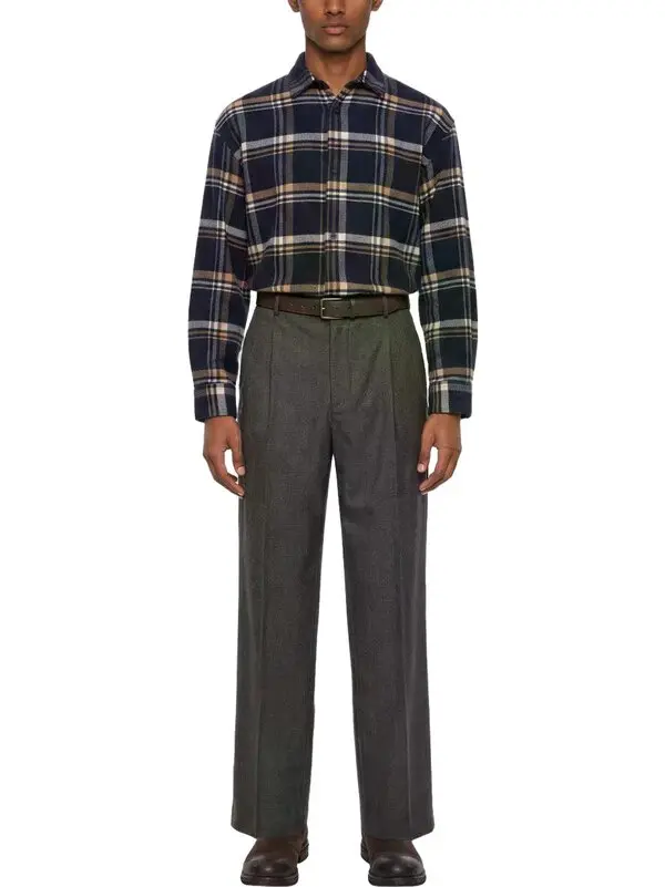DARKPARK Davide Pleated Pied De Poule Trousers - Grey