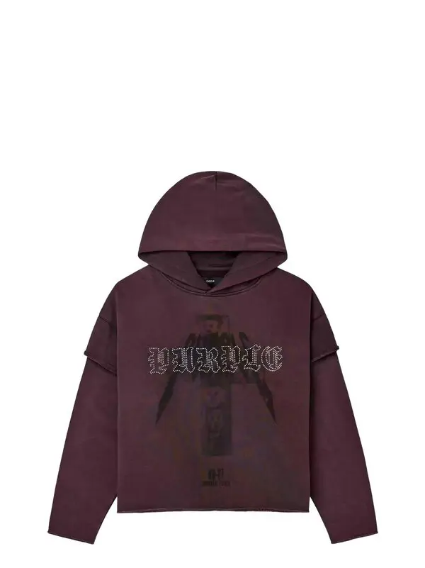 PURPLE BRAND Layered Rhinestone-embellished Hoodie - Purple