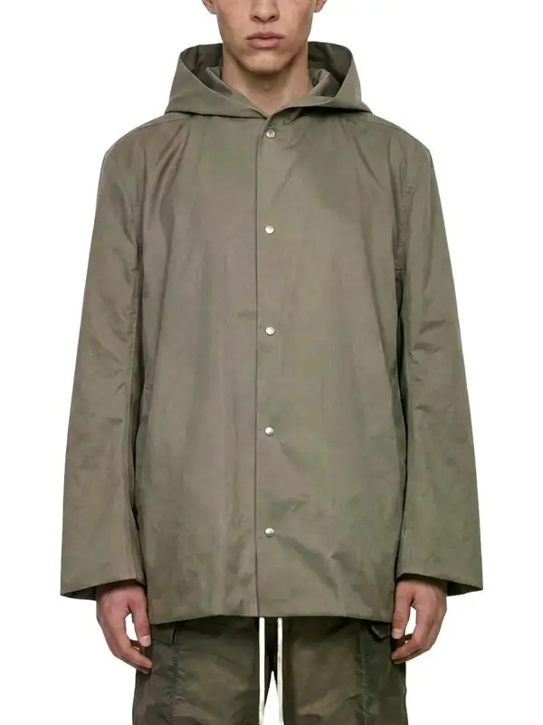 Rick Owens Hooded Press-stud Coat - Grey